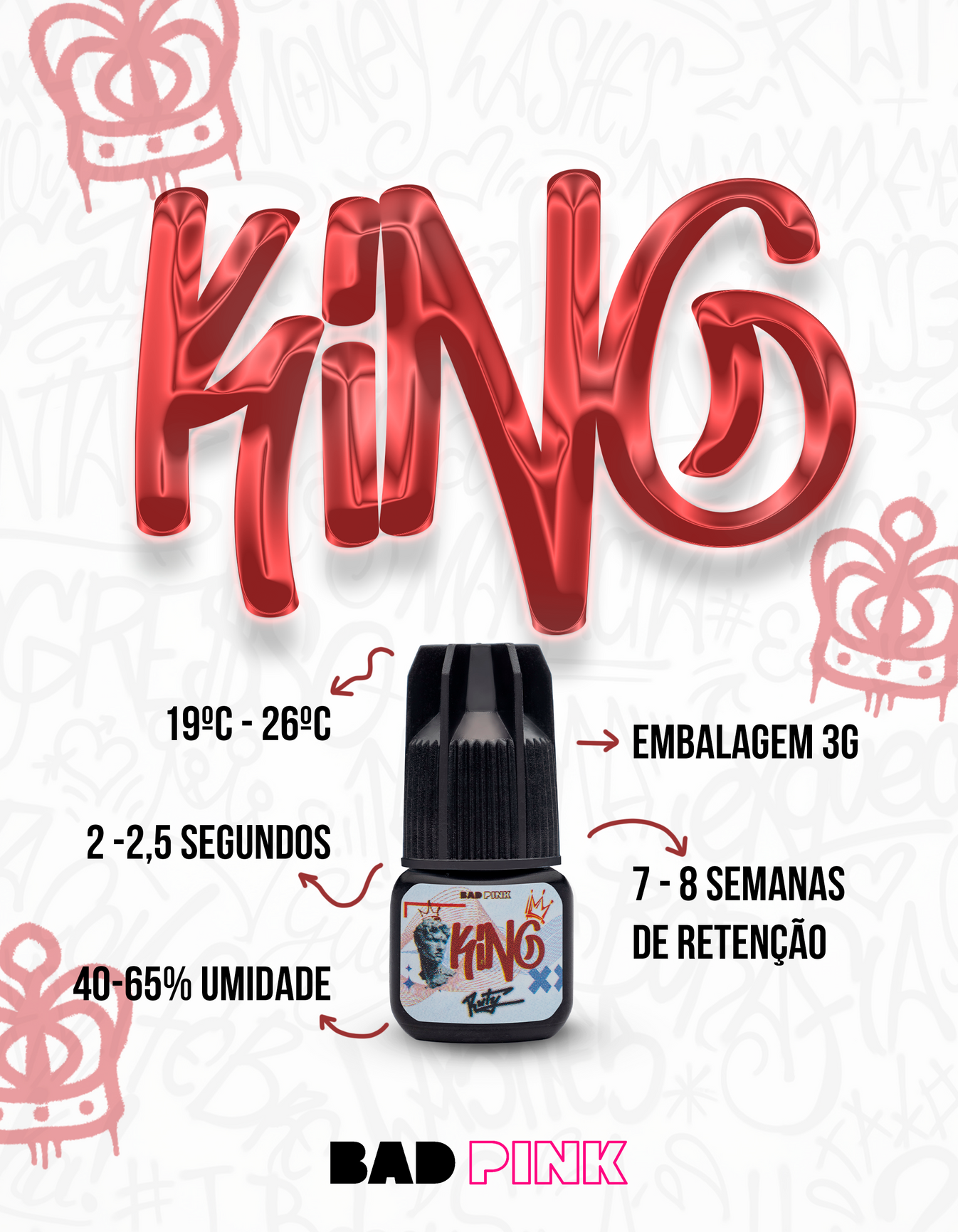 Cola Adesivo BAD PINK - KING - by Ruty Guerino – João Da Beleza